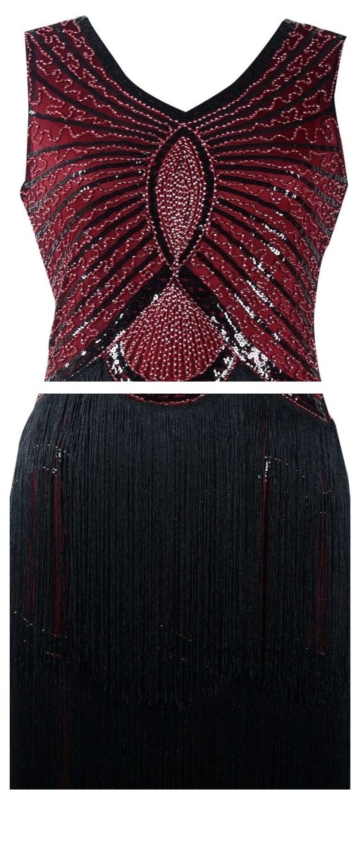 Vintage 20. Roky Art Deco Šaty Burgundsko | Vintage Šaty