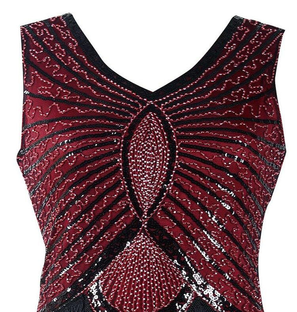 Vintage 20. Roky Art Deco Šaty Burgundsko | Vintage Šaty