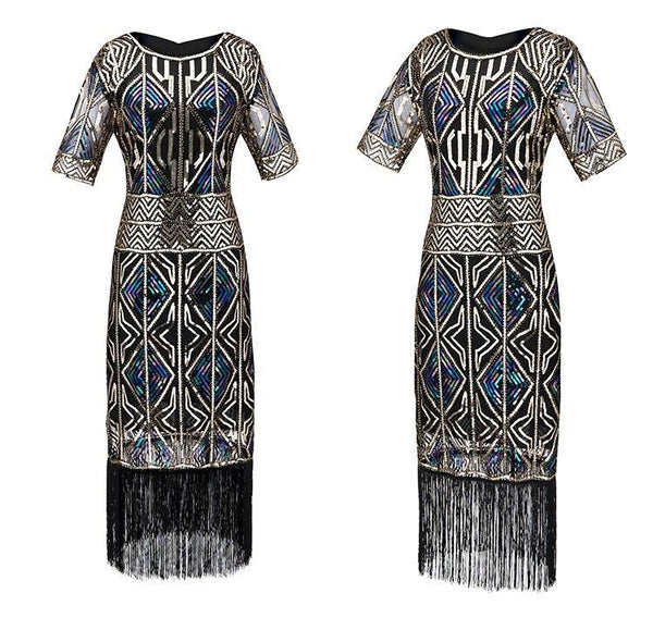 Vintage Dlhé Zlaté Šaty Gatsby Z 20. Rokov | Vintage Šaty